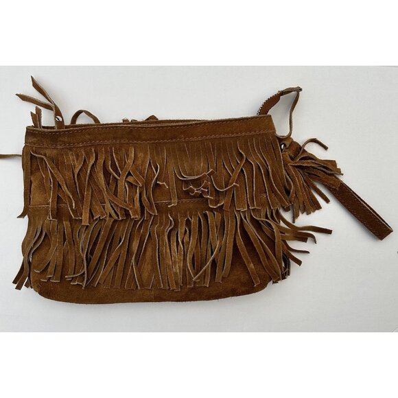 French Connection | Bags | French Connection Tan Suede Leather Fringe ...